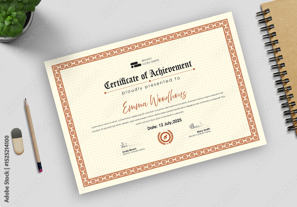 Classic And Retro Vibe Certificate Layout Stock Template | Adobe Stock