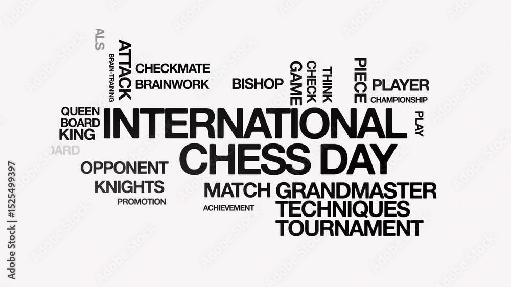 chess word cloud concept, international chess day world chess day ...