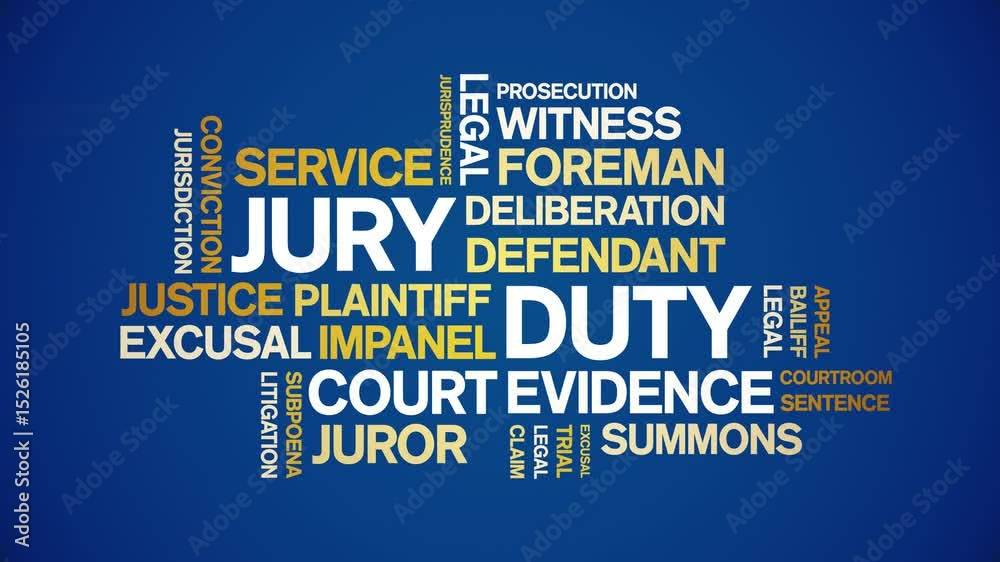 Jury Duty animated word cloud;text design animation tag kinetic ...