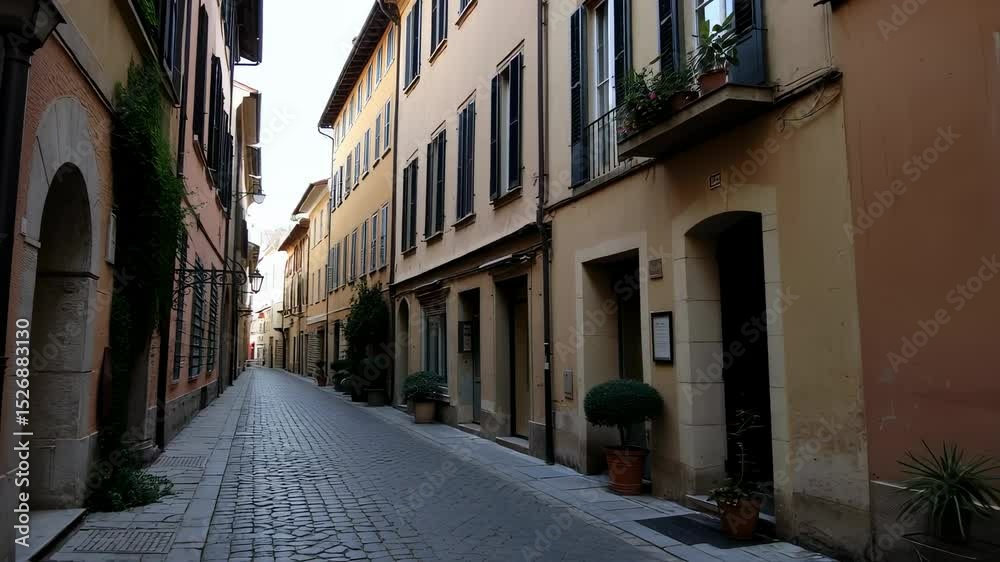 Charming Italian Street, A walk Through Quaint European Town Alley with ...