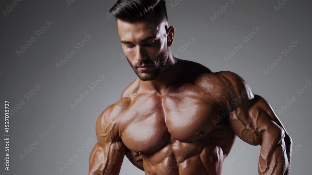 handsome young bodybuilder model standing in a wide, broad stance ...
