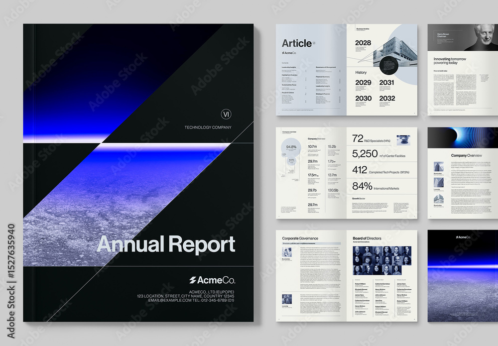 Annual Report Template with Fintech, Technology & Software Theme Stock ...