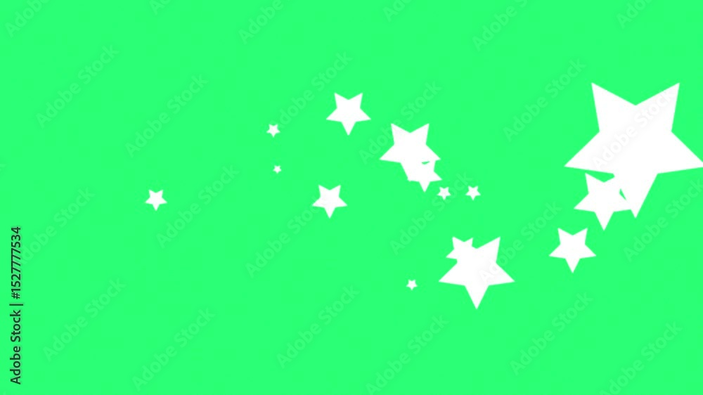 white geometric stars shapes on green screen, flat design vector 2d ui ...