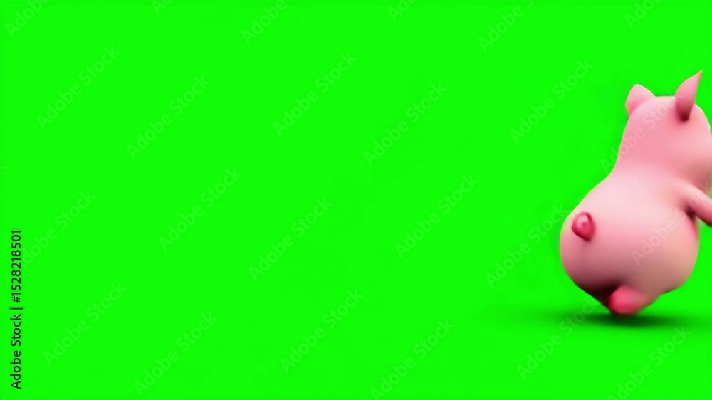 Pig cartoon animated character walking greenscreen isolated. Hog can ...