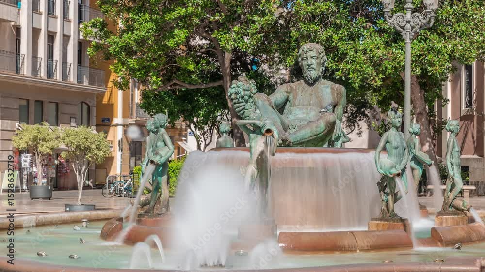 Timelapse of Plaza de la Virgen with the iconic Turia Fountain in ...
