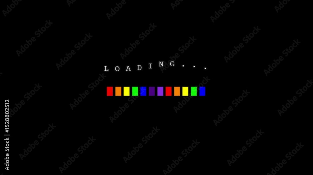Rainbow Pixel Loading Bar Animation With Bouncing Loading Text and ...