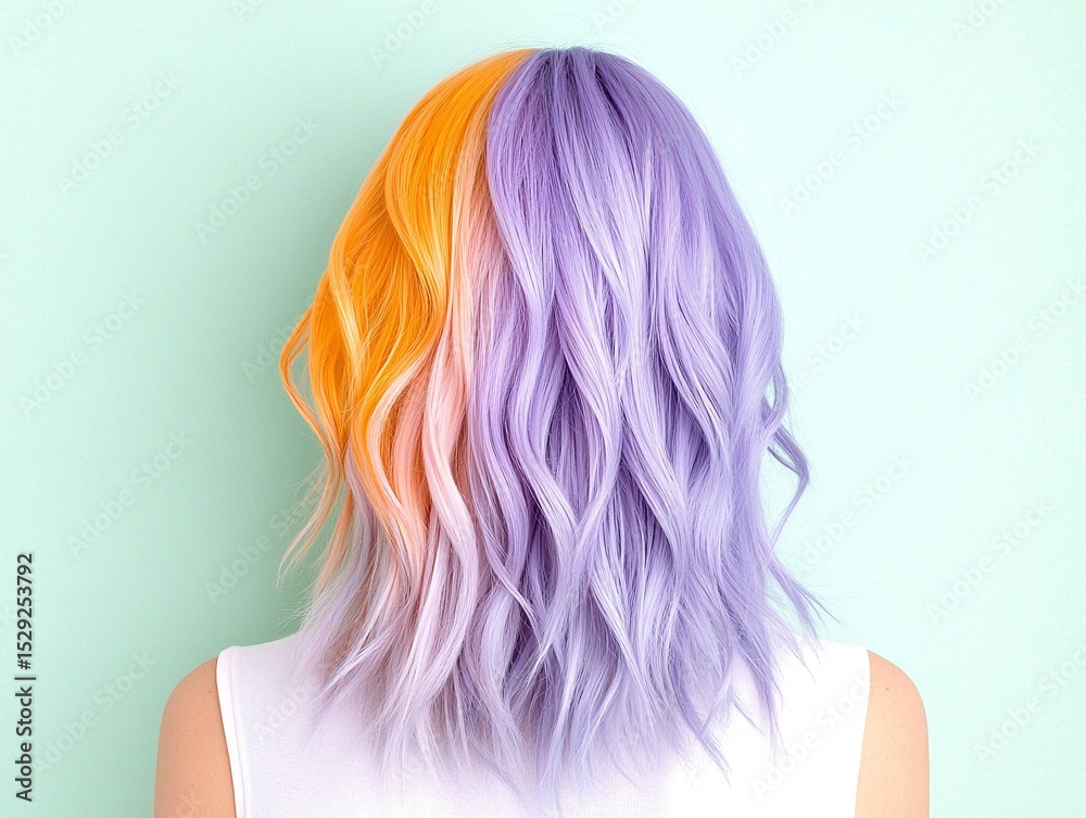 Woman with Two Tone Pastel Hair Stock Photo | Adobe Stock