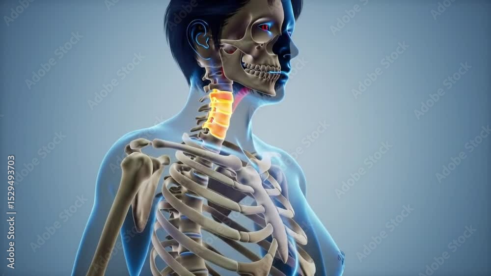 Transparent body rendering showing skeleton and internal organs of a ...