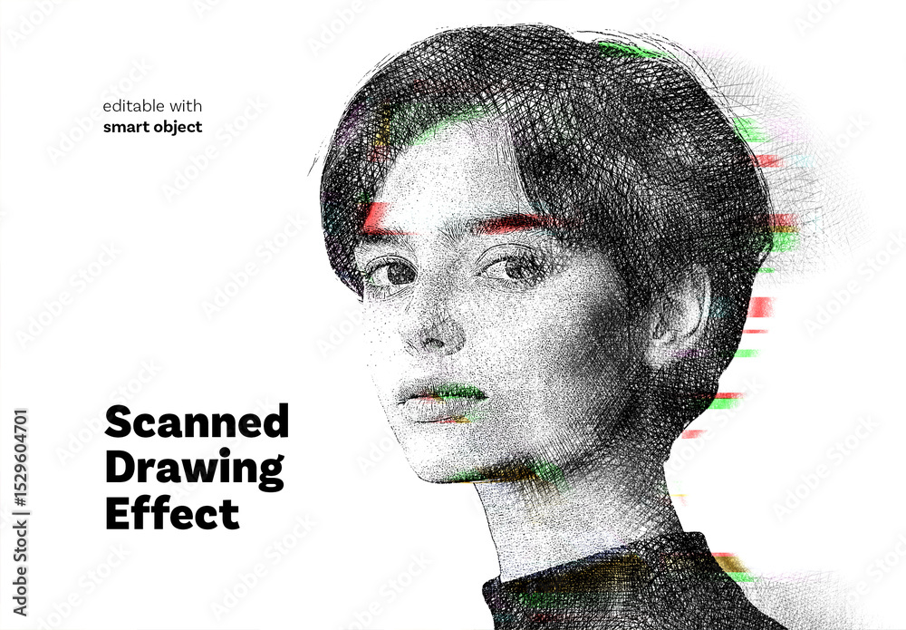 Scanned Drawing Photo Effect Stock Template | Adobe Stock