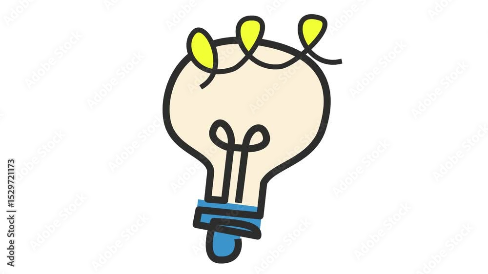 Creative idea light bulb logo in cartoon animation. Innovation mind ...