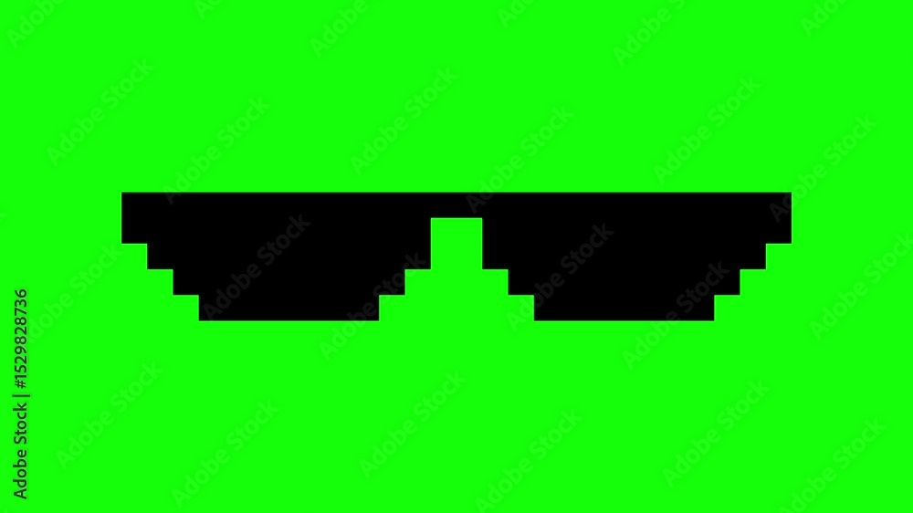 Pixel art meme glasses. 8 bit video game animated video. boss glasses ...