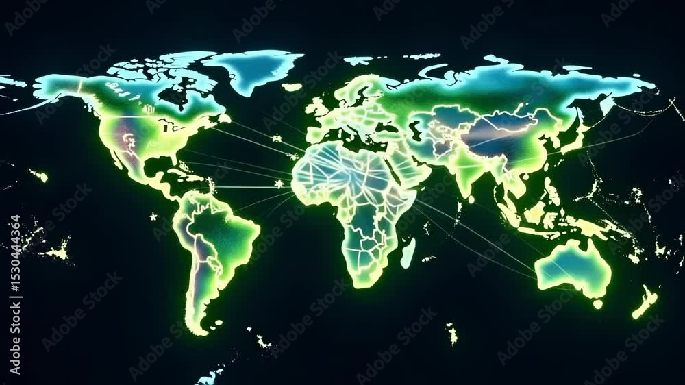 Global Clean Energy Distribution Animated Map showing renewable energy ...