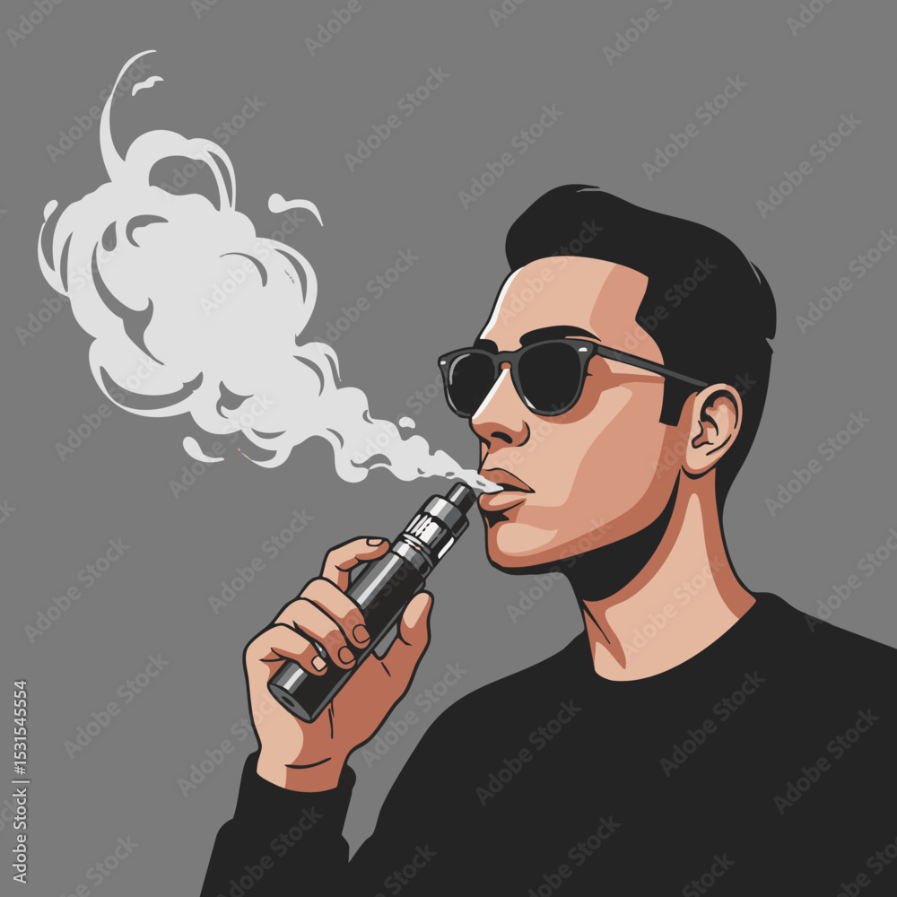 Poster Vape Culture Vector Collection: Devices and Vaping Illustrations ...