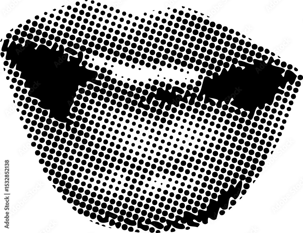 Poster Halftone smiling face is appearing on transparent background ...