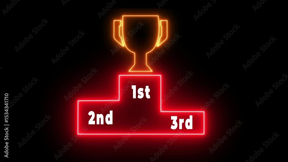 Neon line winner podium with 1st, 2nd, and 3rd place icon animation ...