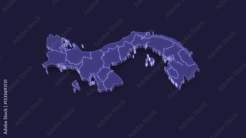 3D Animated Political Map with Panama Outline Highlighted. Stock Video ...