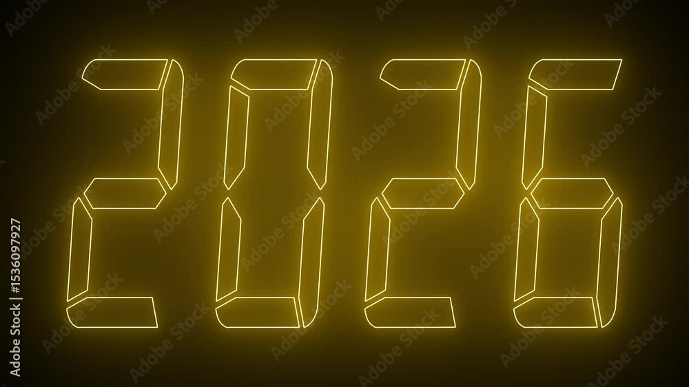 Vidéo Stock Animated glowing neon sign 2026. Happy New Year celebration ...