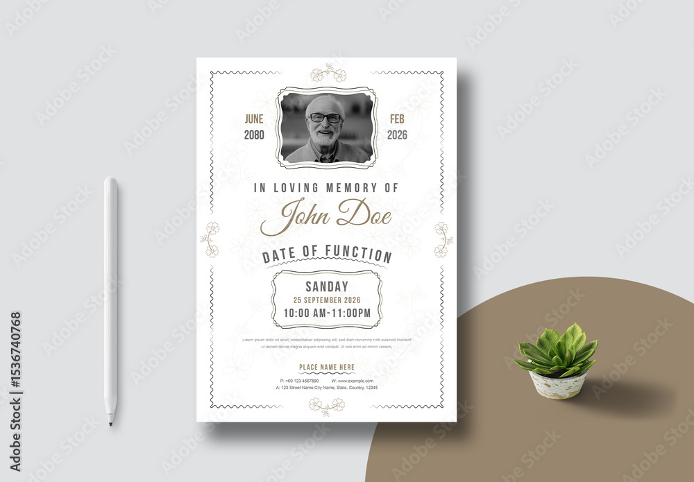 Funeral Program Card Design Layout Stock Template | Adobe Stock