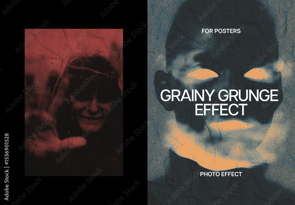 Grainy Grunge Poster Photo Effect Mockup Stock Template | Adobe Stock