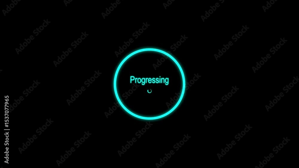 Circle Progress Bar Animation in 4K, Glowing Circular Loading Bar on Black Background ...