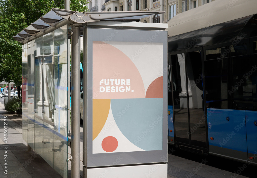 Ad Space Available at Madrid Bus Stop. PSD mockup template ready for ...