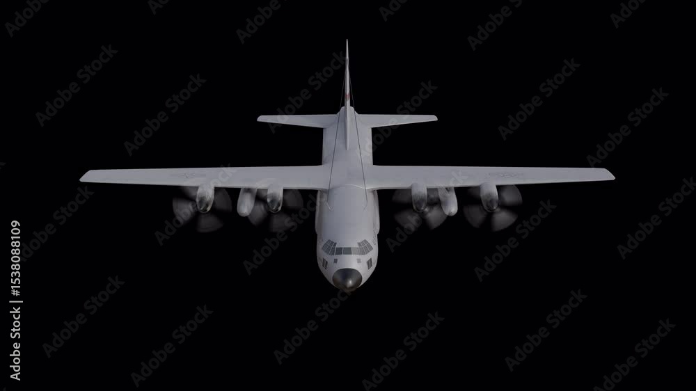 3D Flying airplane in motion on the black background, Jet Plane flying ...