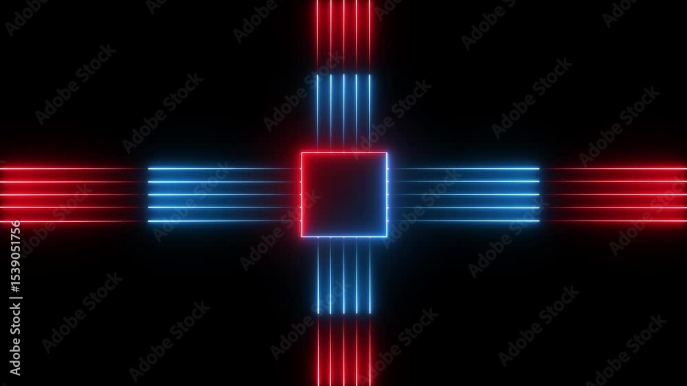Animated dash circuit neon animation. Concept animation of turning on ...