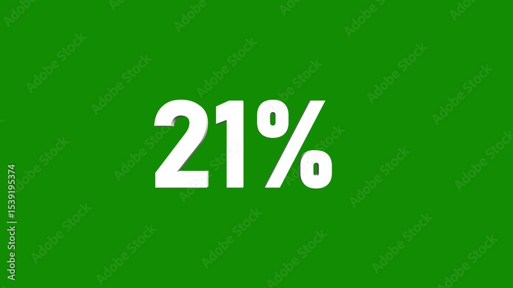 Animated Number Counter in Percentage from 0 to 30 Percent on Green ...