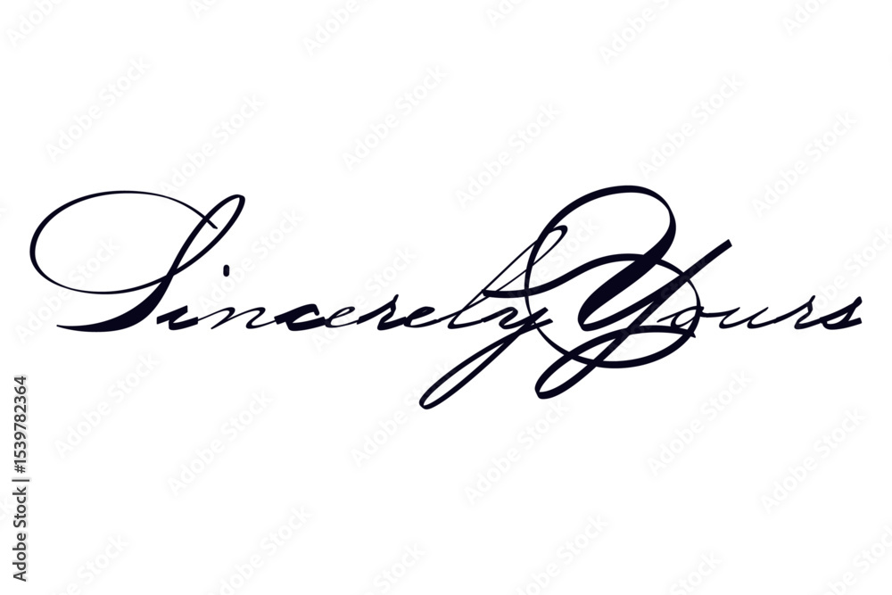 Poster Sincerely Yours - Sincerely Yours words, blue black ink ...
