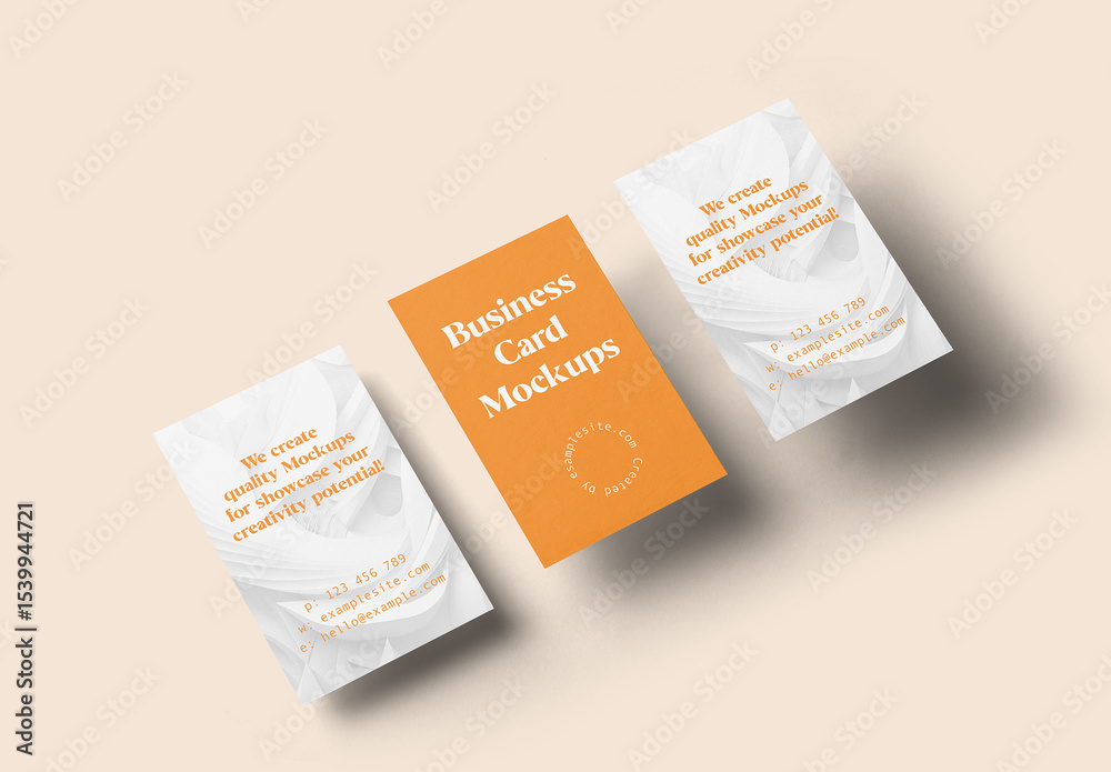 Vertical Triple Business Card Mockups Stock Template | Adobe Stock