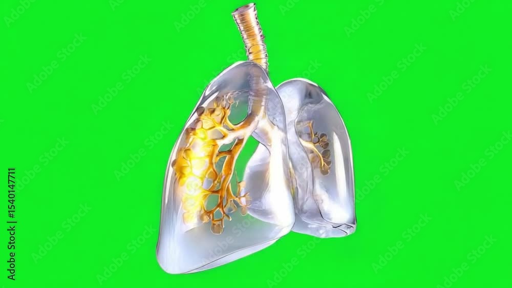 Transparent anatomical model of human lungs with detailed bronchi ...