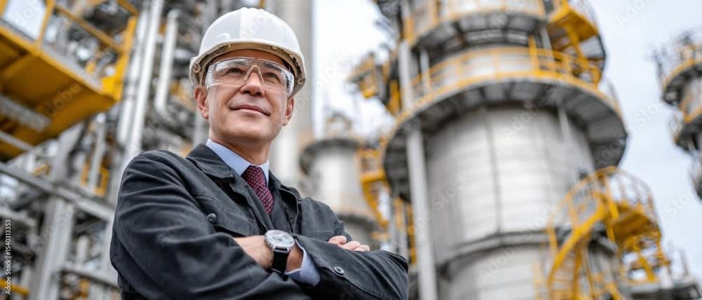 Confident Refinery Manager: A portrait of a confident refinery manager ...