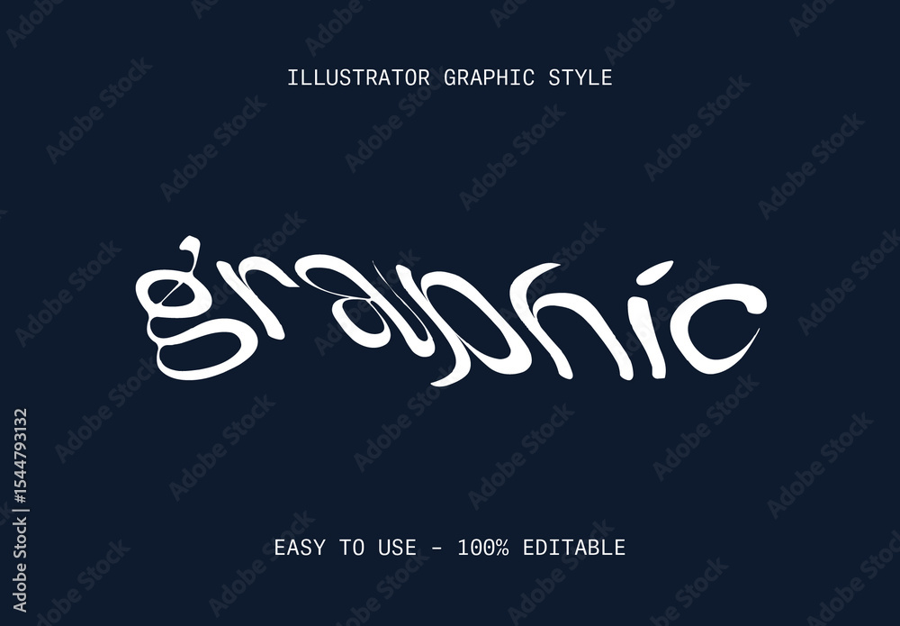 White Twisted Font Warped Curved Wavy Text Effect Stock Template ...