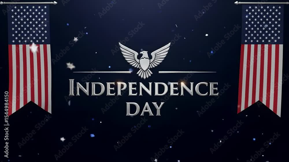 Independence Day animation, American flags, USA patriotic celebration ...