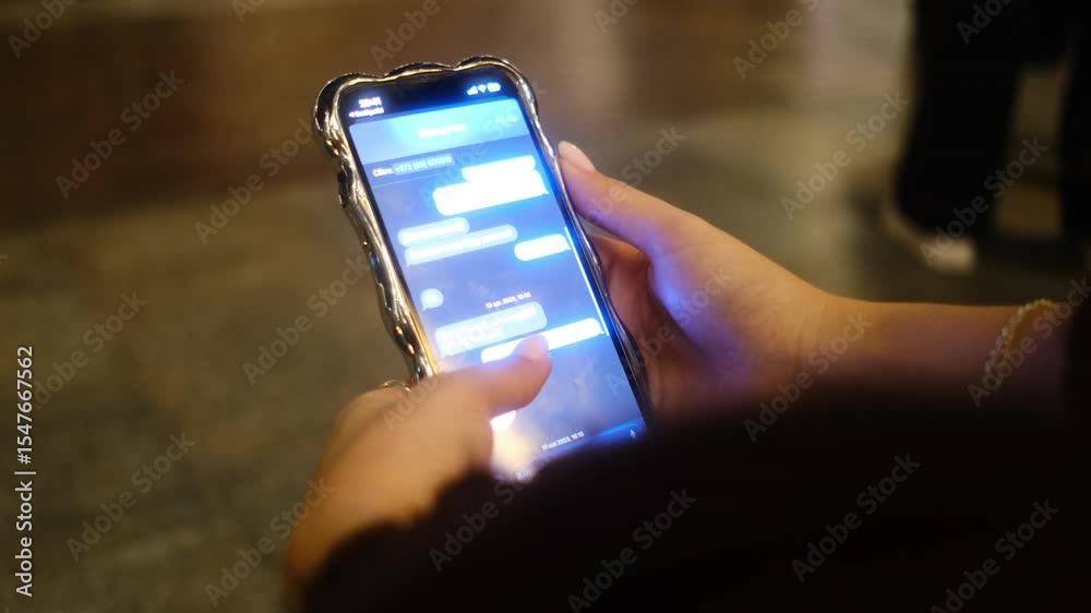 Video shows a person using a cell phone in various settings Stock Video ...