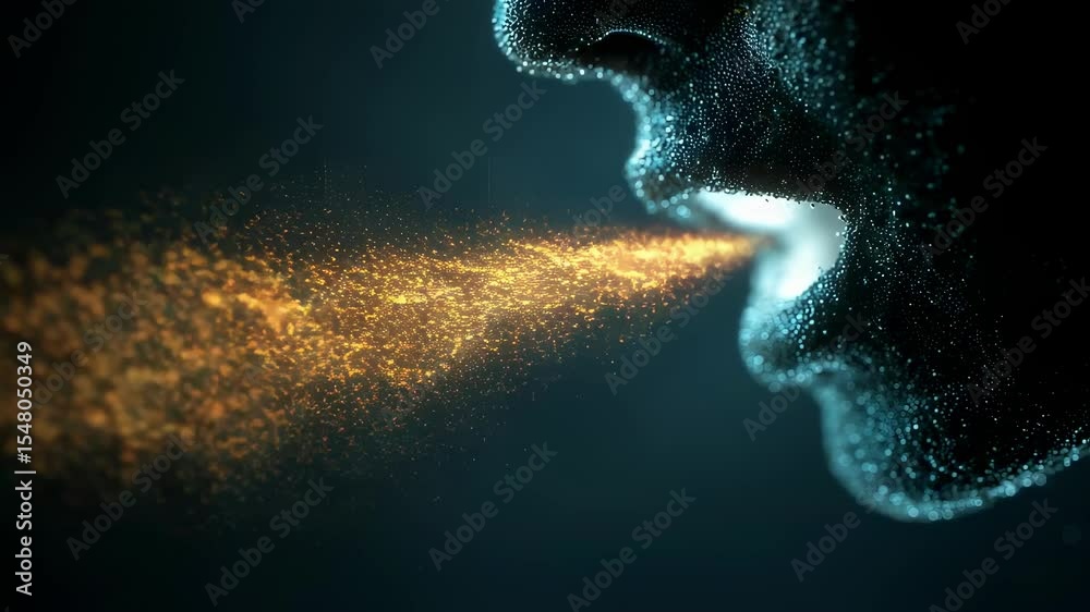 Medical visualization revealing glowing virus particles spreading from ...