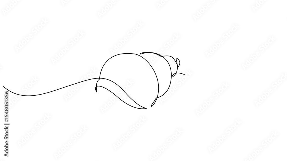 Self drawing line animation woman drawing exotic snail mascot escargot ...