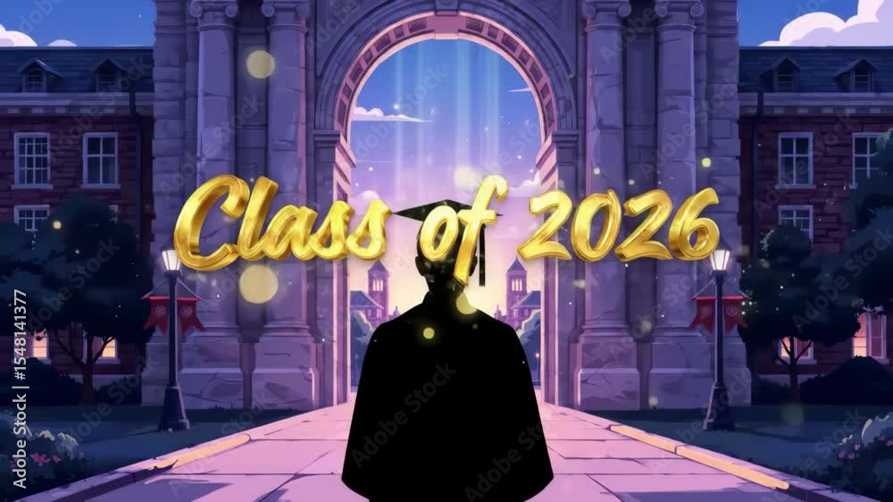 Class of 2026 Graduation Ceremony Animation with Graduate Silhouette ...