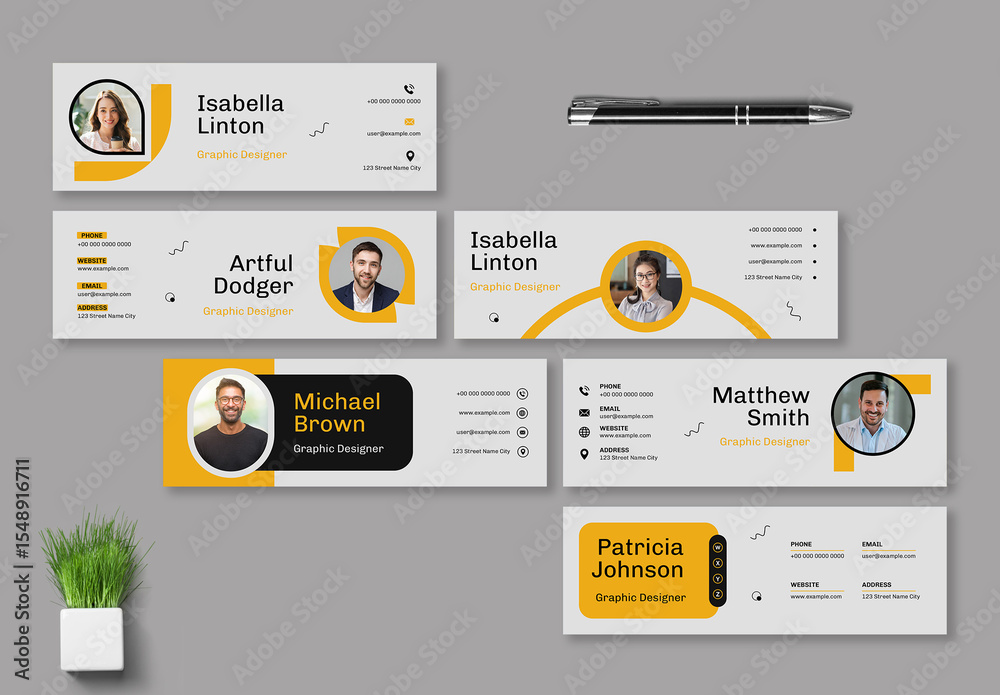 Modern Email Signature Template Layout Stock Template | Adobe Stock