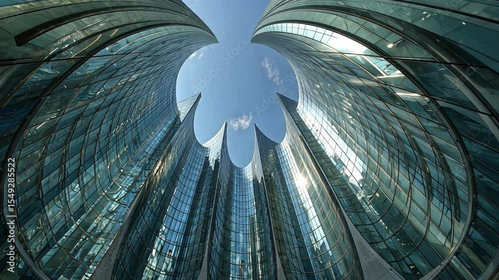 Modern Glass Architecture: A low angle view reveals the stunning ...