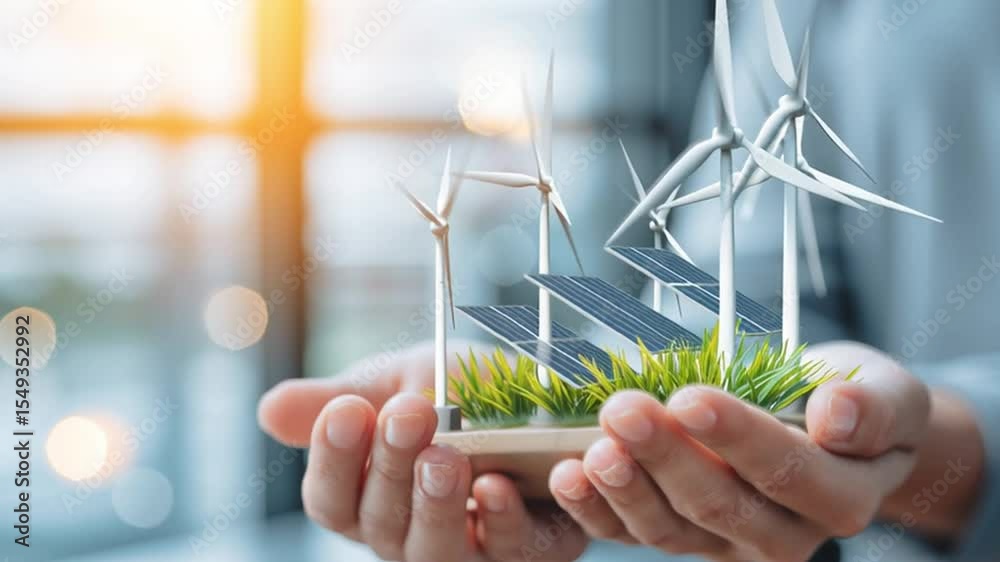 Energy in Safe Hands: A person tenderly cradles a model of renewable ...