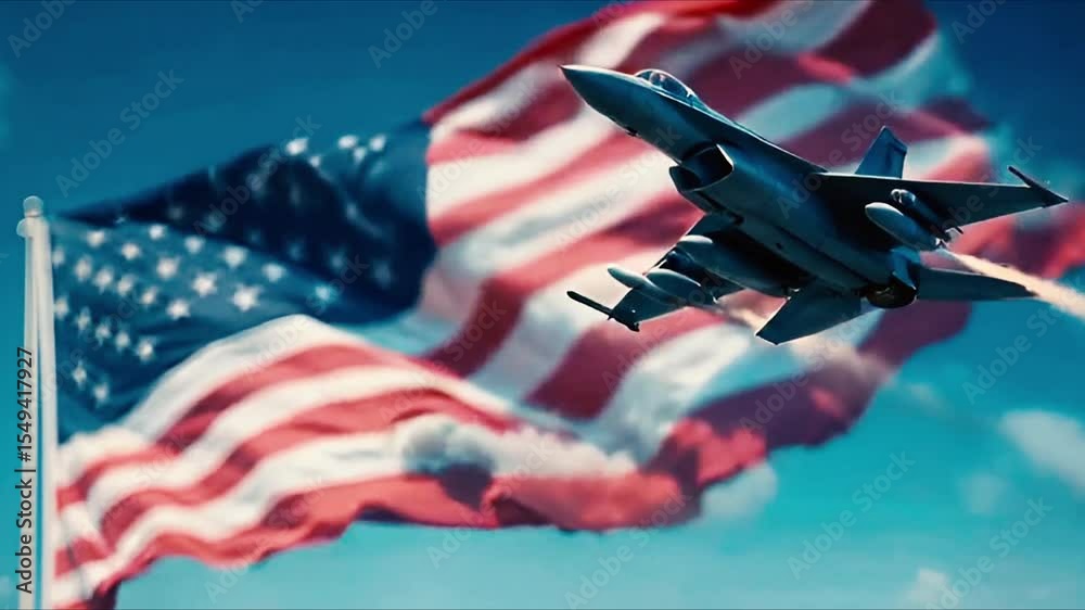 Missile bombs launched from a fighter jet soaring into a clear blue sky ...