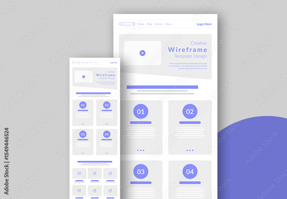 Minimal Wireframe Template Layout Stock Template | Adobe Stock