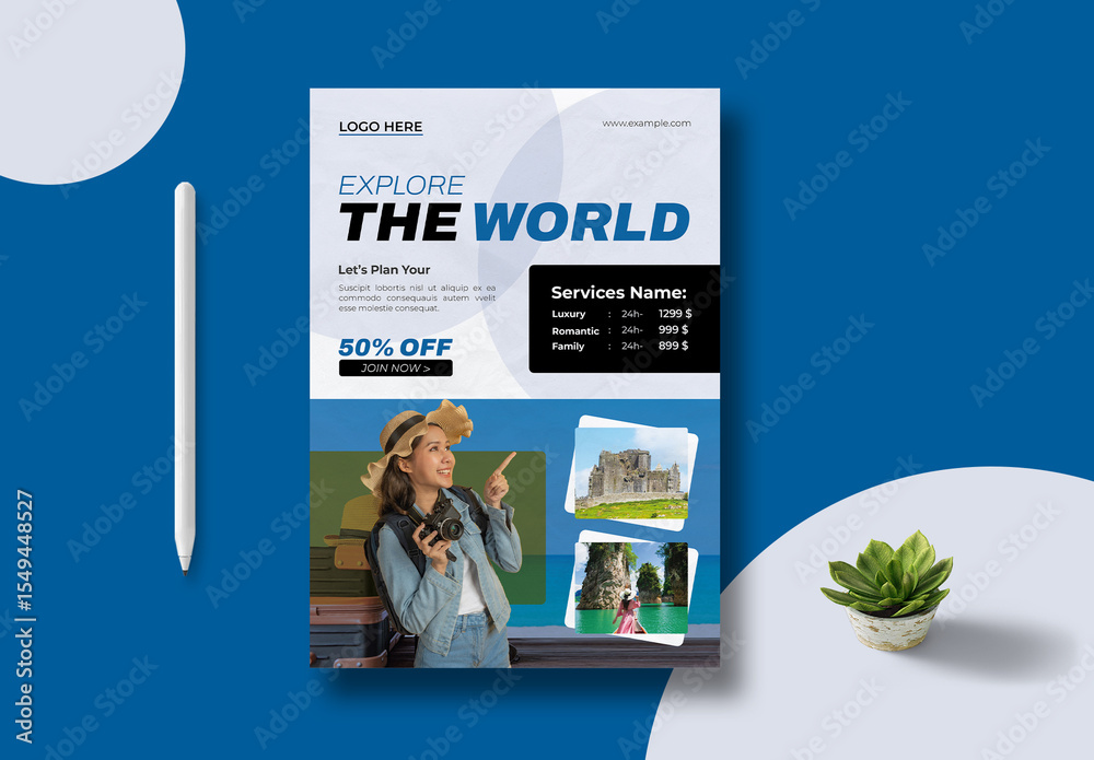 World Travel Flyer Template Stock Template | Adobe Stock