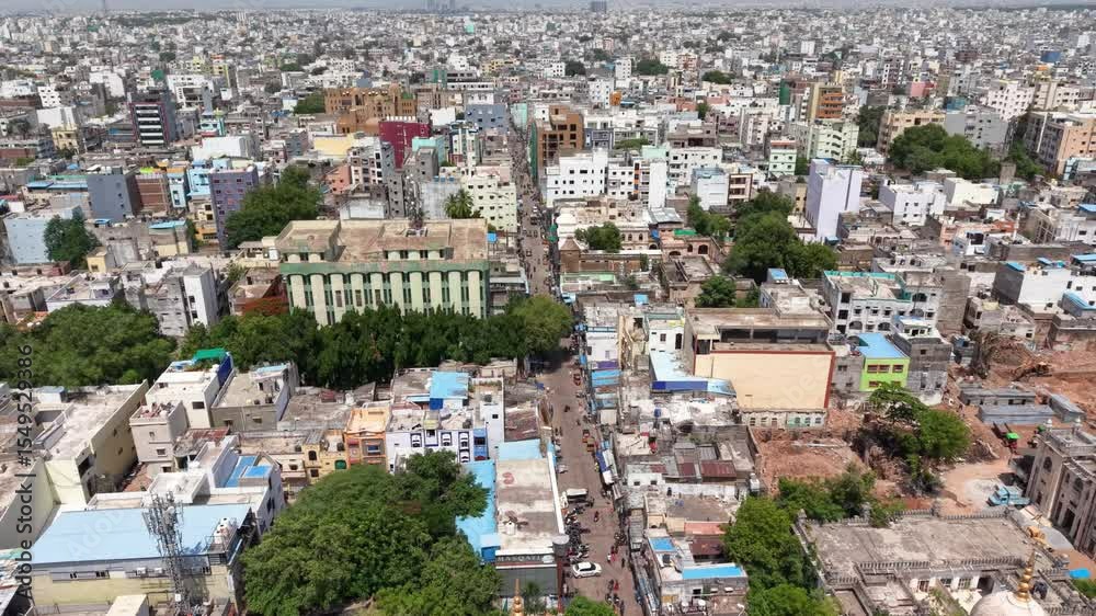 Hyderabad, India: Aerial view of Charminar, iconic monument and symbol ...