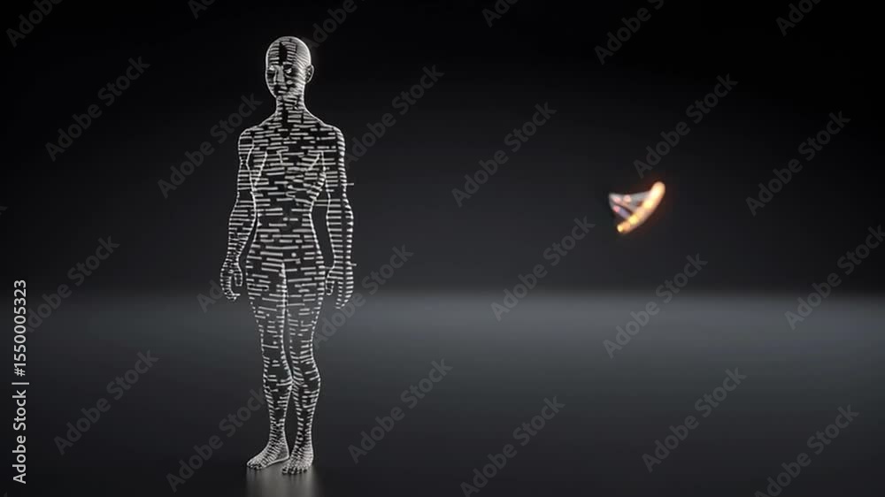 Biometric avatar UI, cinematic transition from DNA strand to full ...