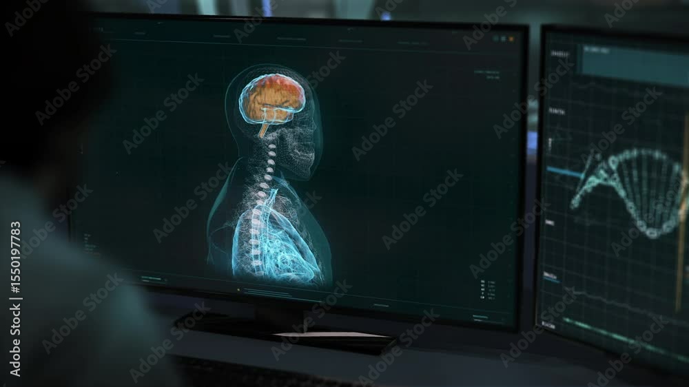 Vidéo Stock Patients Anatomy Diagnosis Via Rotating Interface Computer ...