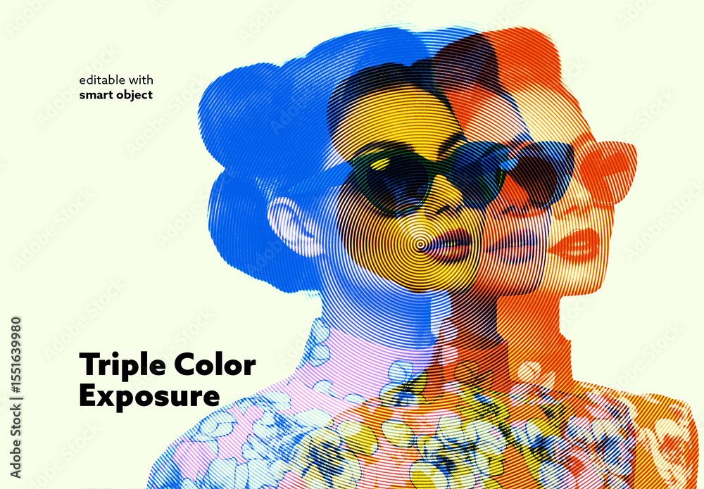 Triple Color Exposure Photo Effect Stock Template | Adobe Stock