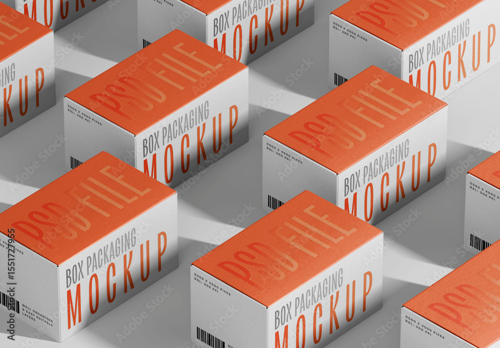 Stacked Landscape Boxes Mockup Stock Template | Adobe Stock