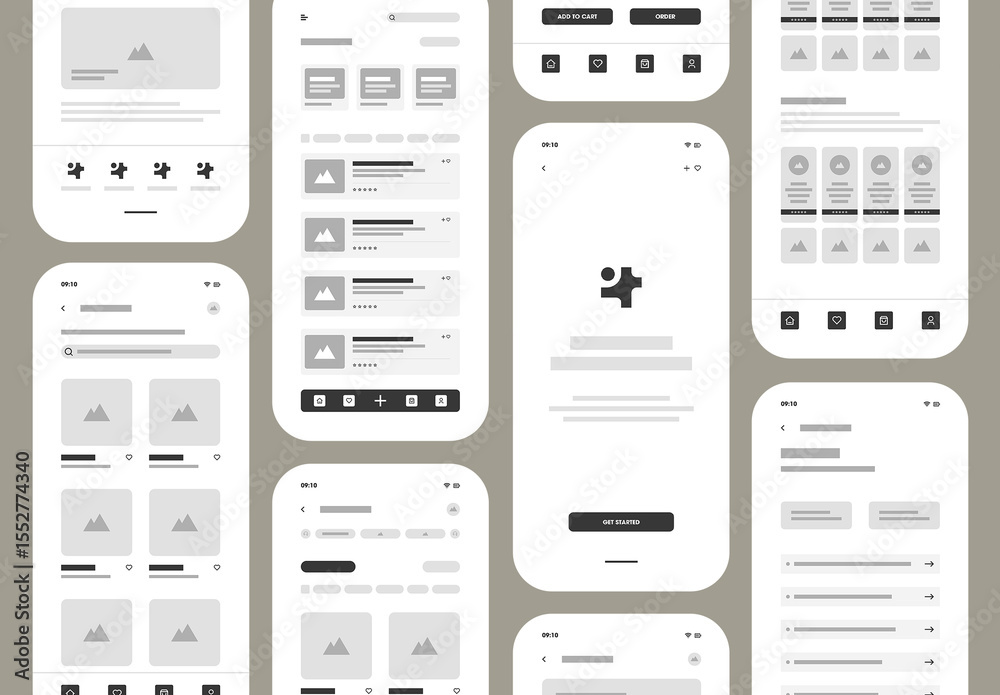 Mobile App Wireframe UI Kit for UX Design and Prototype Layouts Stock ...